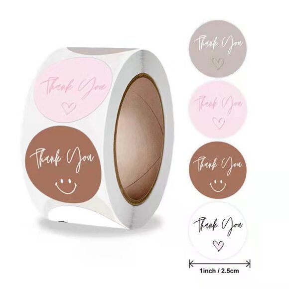 Office | New Copper Plate Sticker Thank You Pink Love Smile Sticker ...